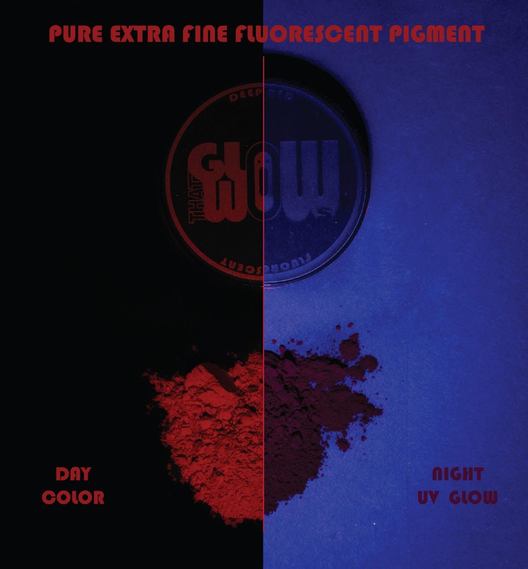 UV Reactive Red Pigment - Neon Red Glow in the Dark Color. Fluorescent ...