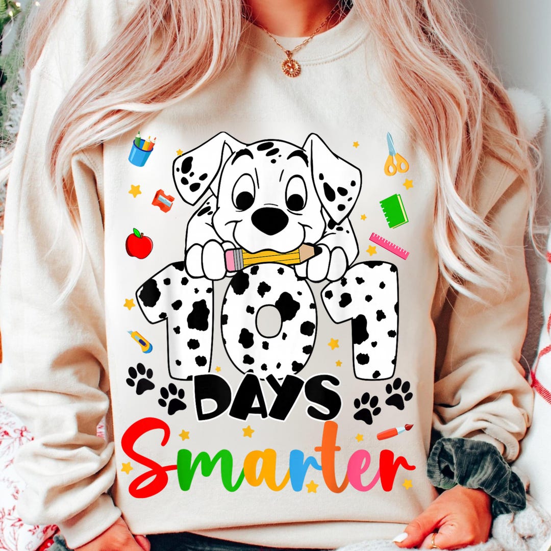 101 Days Smarter Dalmatian Dog PNG, Teacher Shirt Design (digital ...