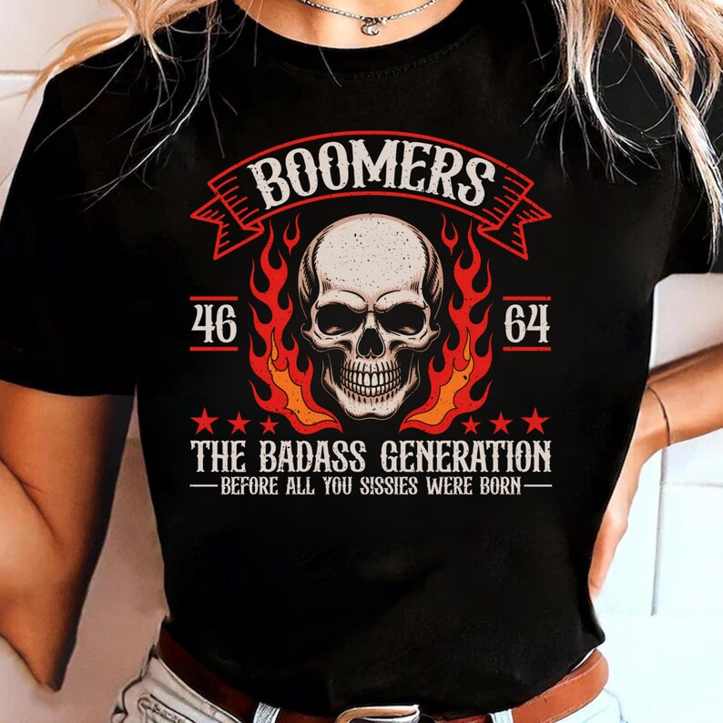 Boomer Generation PNG | Badass Skull Design 1946–1964 | Funny Vintage ...