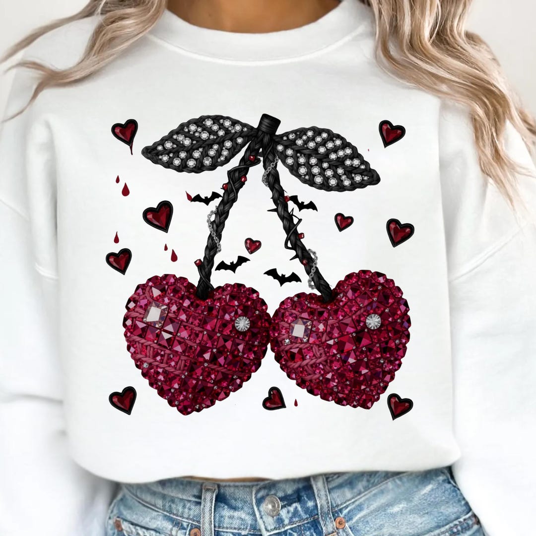 Gothic Cherry Hearts PNG, Spooky Valentine Sublimation (digital ...