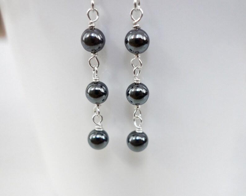 Hematite Stone Earrings Grey Hematite Stones Dangle Earrings Minimalist