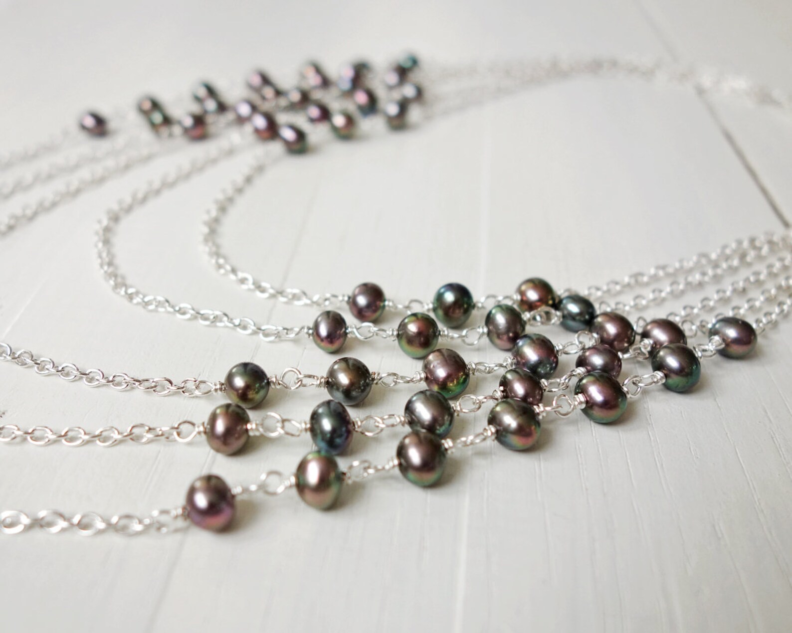 Statement Necklace Peacock Pearls Multi Stranded Chains - Etsy