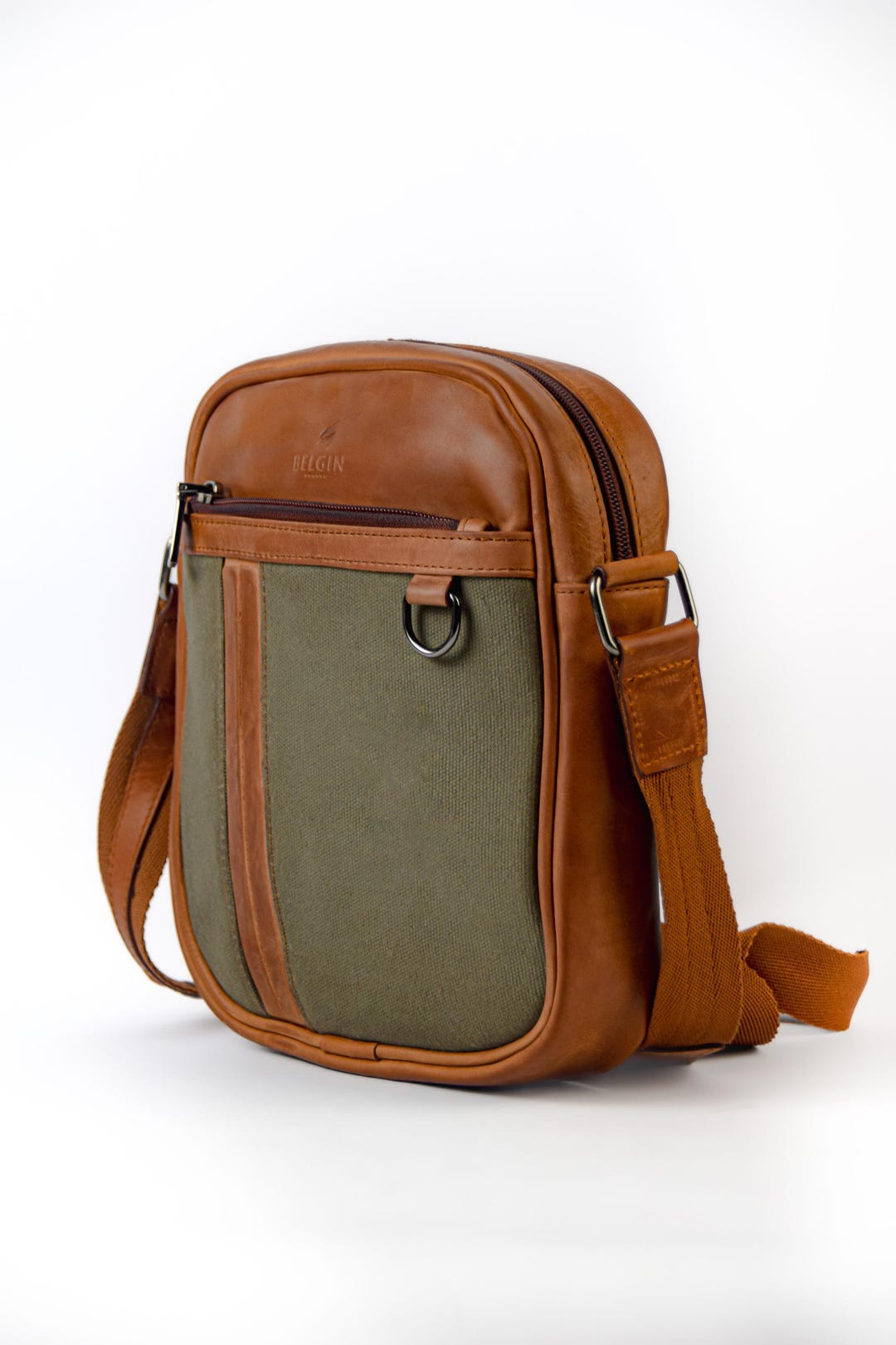 Real Leather & Canvas Crossbody Bag - Adjustable Strap - Etsy