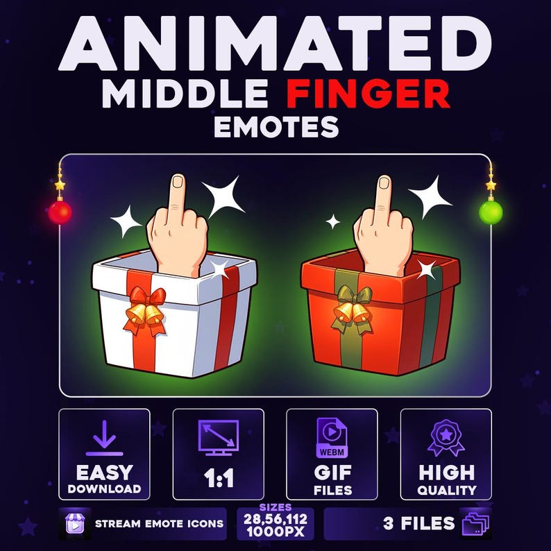 2X Middle Finger Box Animated + Static Emote for Twitch Discord Youtube ...