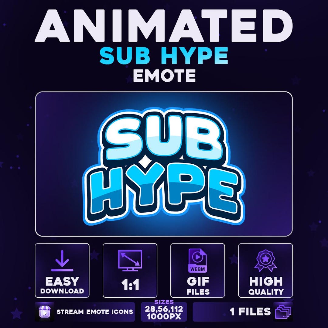 Animated Sub Hype Text Emote – Blue Subscriber Hype Reaction for Twitch ...