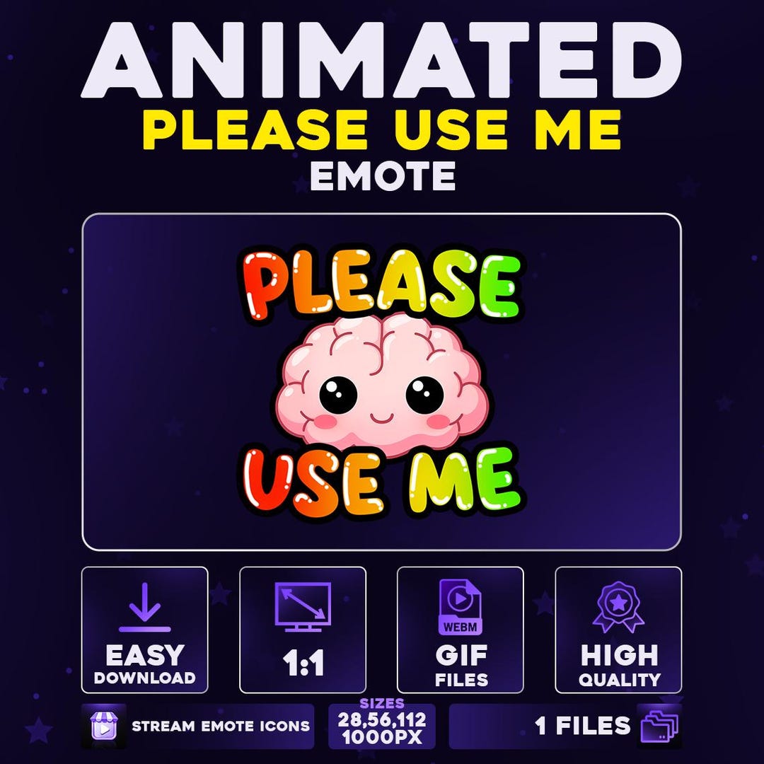 Please Use Me Emote – Animated RGB Brain Emote Kawaii Twitch Discord ...