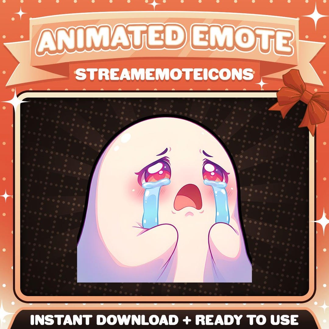 Cute Halloween Animated Sad/cry Ghost Emote and Static | Kawaii Ghosts ...