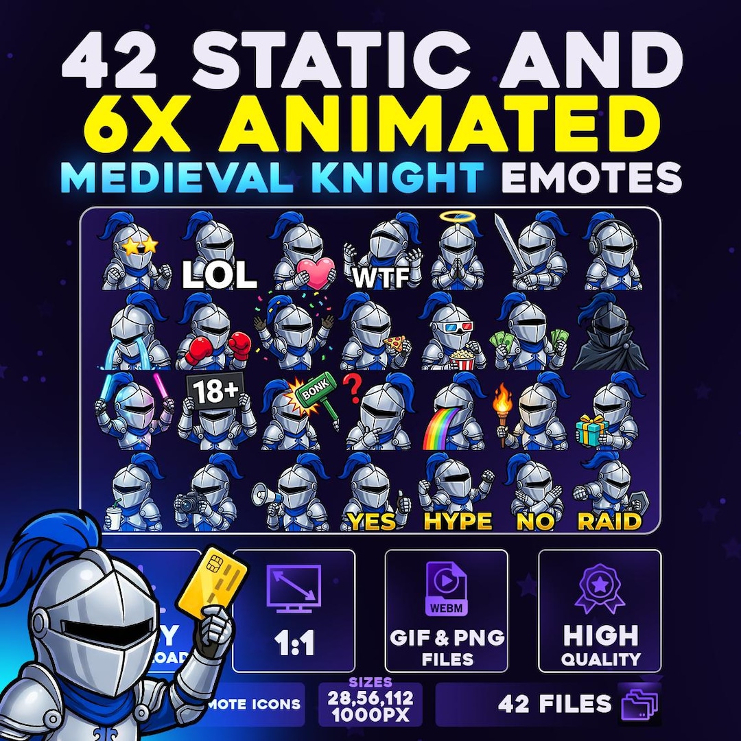 42 + 6 Animated Medieval Knight Pack PNG & GIF for Streamers, Twitch ...
