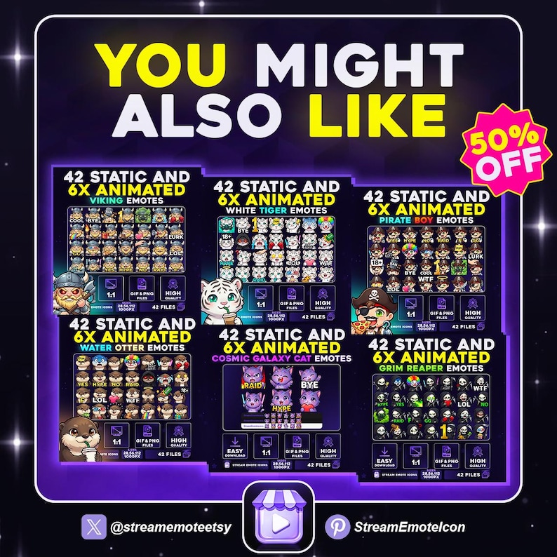 42 + 6 Animated Penguin Emotes Pack PNG & GIF for Streamers, Twitch ...