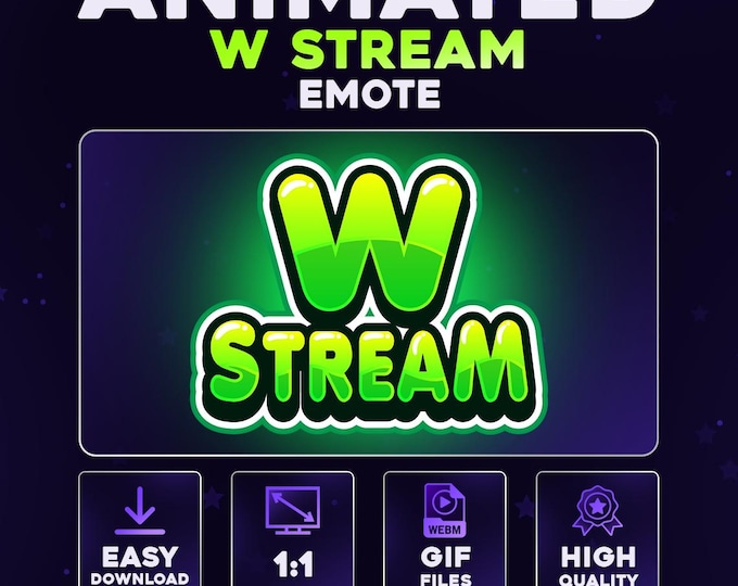 Animated W Stream Emote – Green Victory Text Emote for Twitch Discord ...