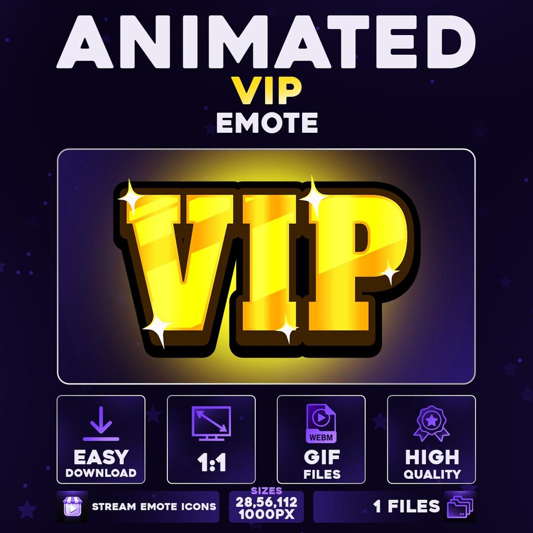 Animated VIP Emote – Shining 3D Gold Text for Twitch Mods & Vips ...