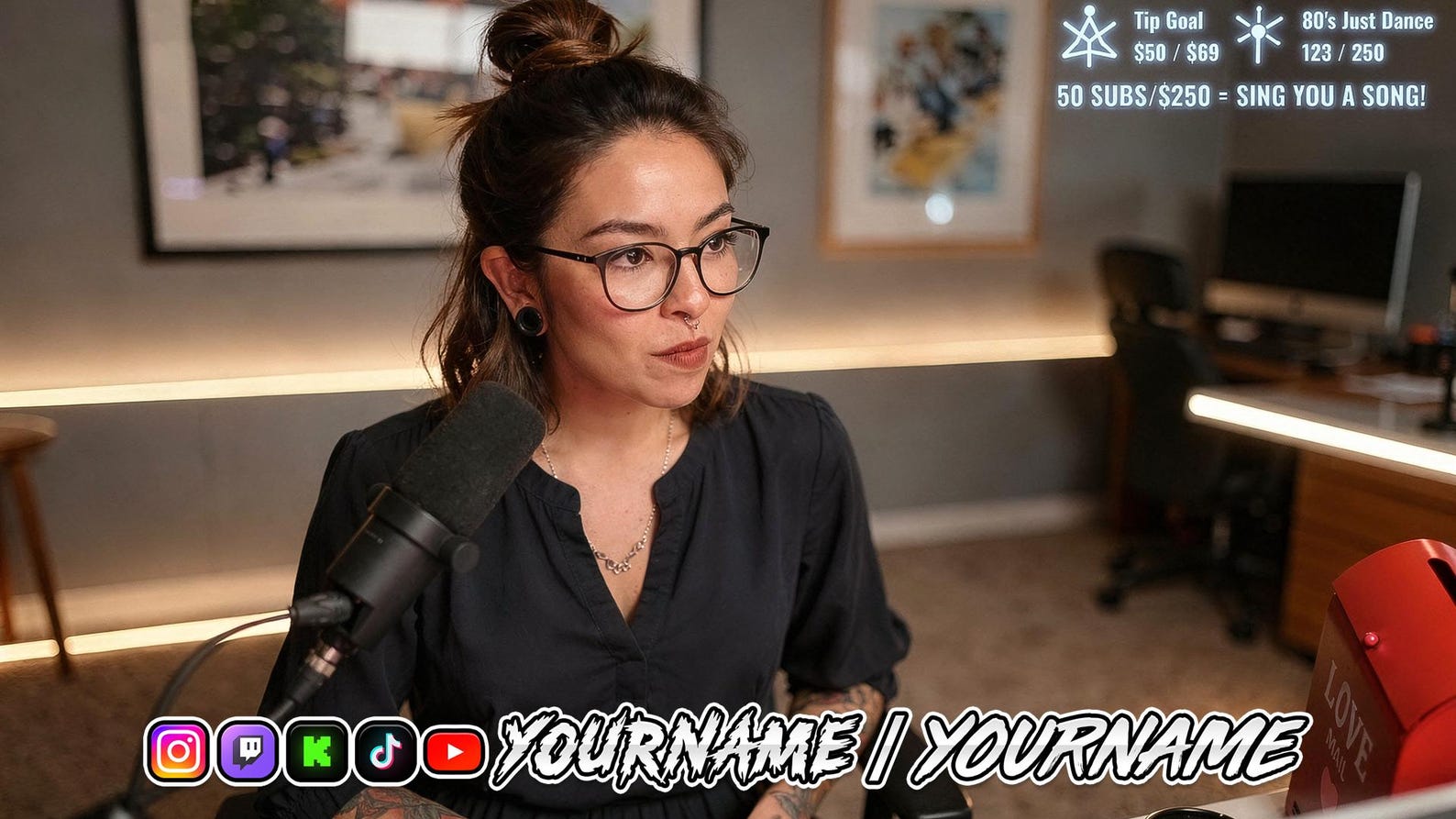 Custom Social Media Name Bar Overlay for Twitch Kick Discord Tiktok ...
