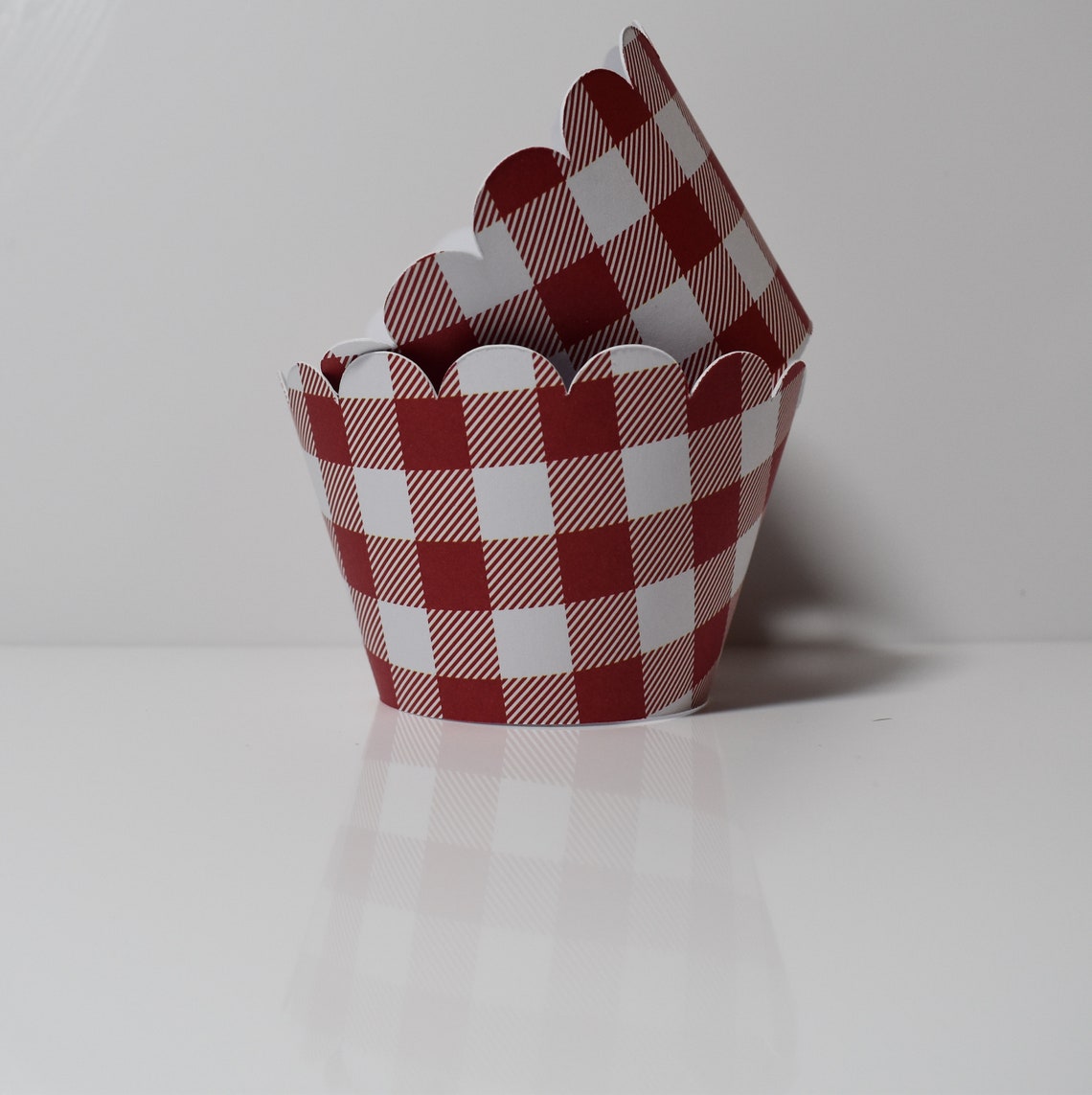 Red Gingham Buffalo Plaid Cupcake Wrappers... Fully Assembled...set of ...