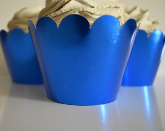 12 Baby Blue Cupcake Wrappers...fully Assembled...birthday | Etsy