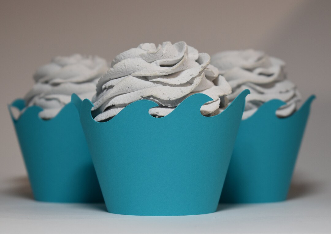 12 Turquoise Wave Cupcake Wrappers...nautical, Mermaid, Ariel, Beach ...
