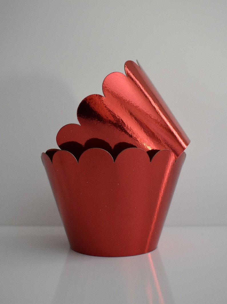 12 Metallic Red Foil Cupcake Wrappers Set of 12...fully - Etsy
