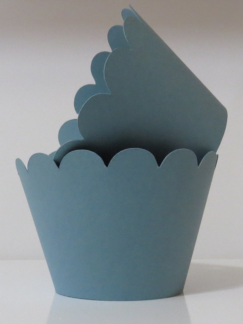 12 Dusty Blue Cupcake Wrappers...Fully Assembled...Wedding | Etsy
