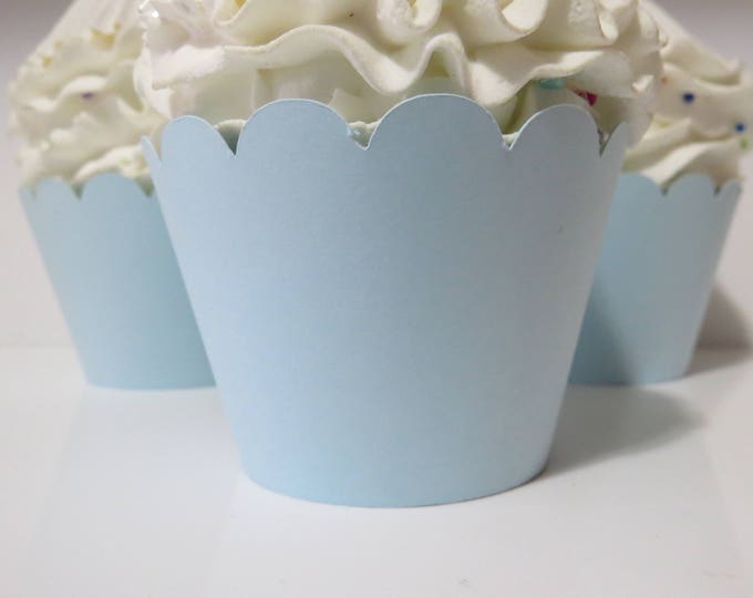 12 Dusty Blue Cupcake Wrappers...fully Assembled...wedding, Bridal ...
