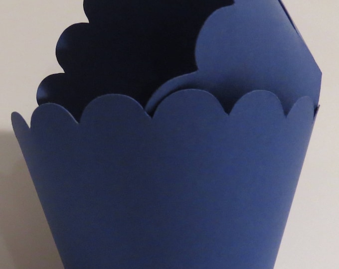 Navy Blue Cupcake Wrappers...set of 12...fully | Etsy