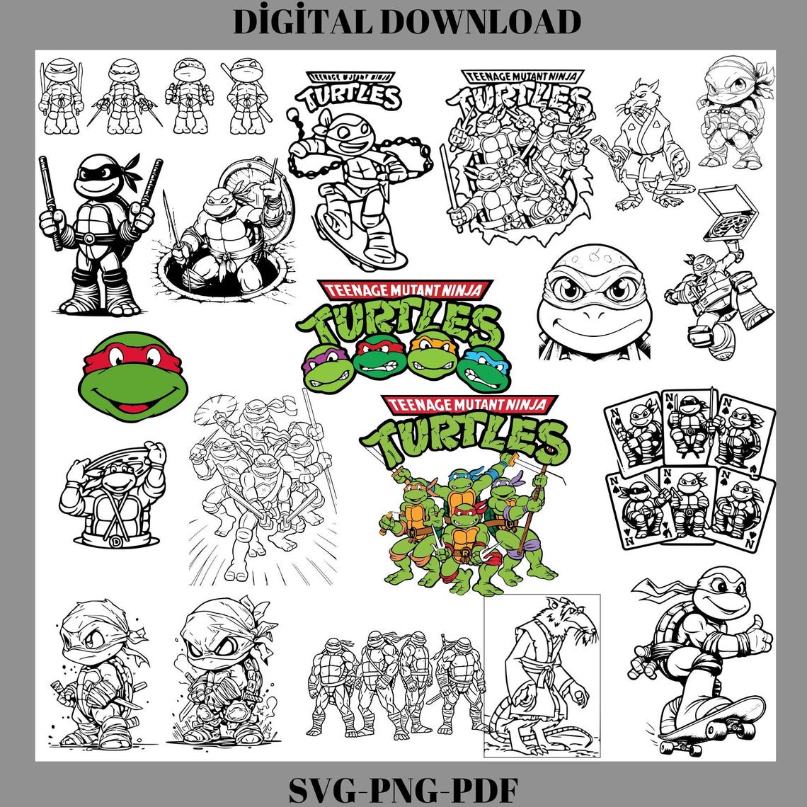 Ninja Turtles SVG File,digital Download,cartoon Character Pdf Pattern ...