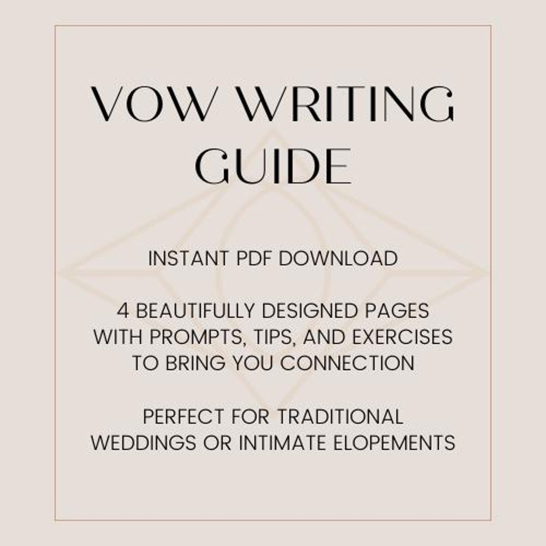 Wedding Vow Writing Guide | Printable Wedding Planner | Romantic Vows ...