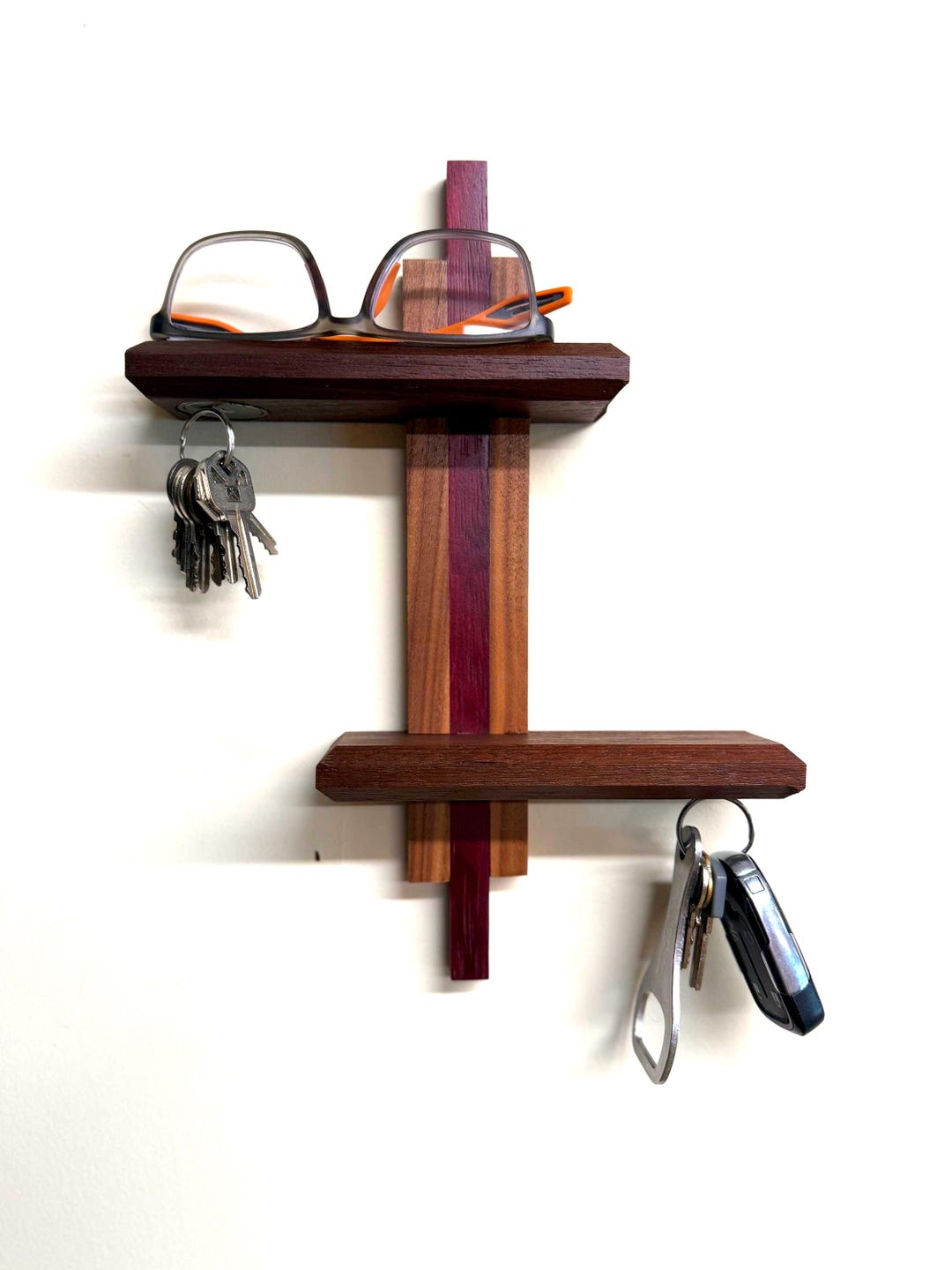 Handcrafted Walnut Key Holder for Wall | Entryway Organizer Key Rack - Etsy