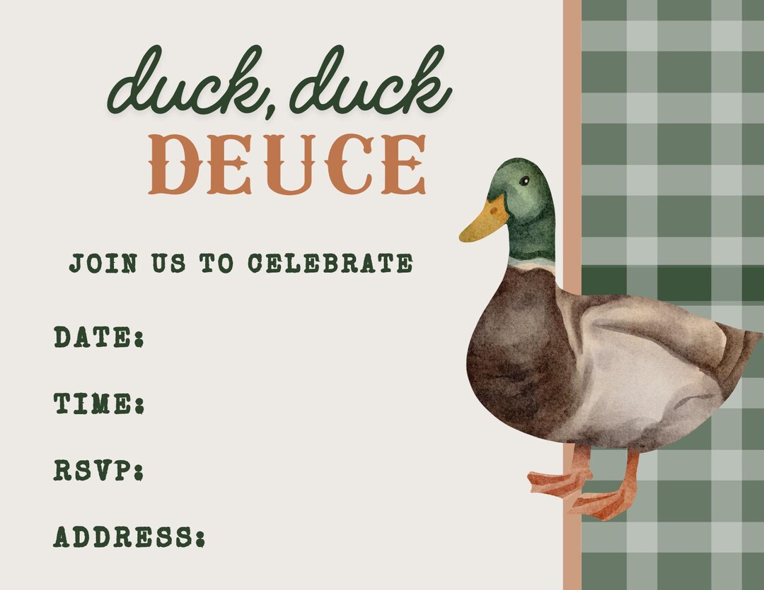 Duck Duck Deuce Birthday Invitation Template - Etsy