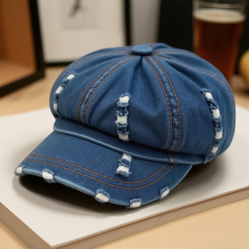 Distressed Denim Beret | Ripped Jean Cap | Y2K Streetwear Hat | Trendy ...
