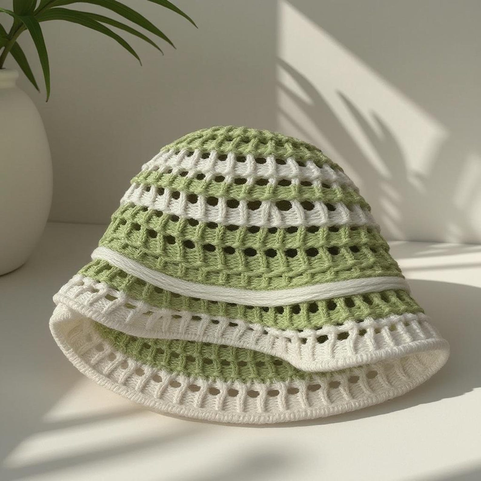 Green Crochet Bucket Hat | Y2K Aesthetic Knit Hat | Trendy Soft Straw ...