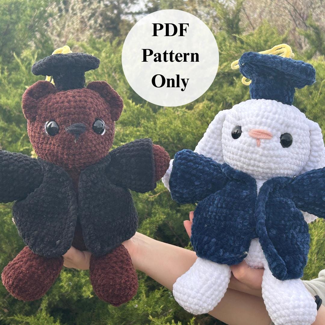 Grad Animals Crochet Pattern (PDF) – Intermediate Amigurumi Graduation ...
