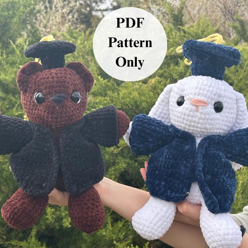 Grad Animals Crochet Pattern (PDF) – Intermediate Amigurumi Graduation ...