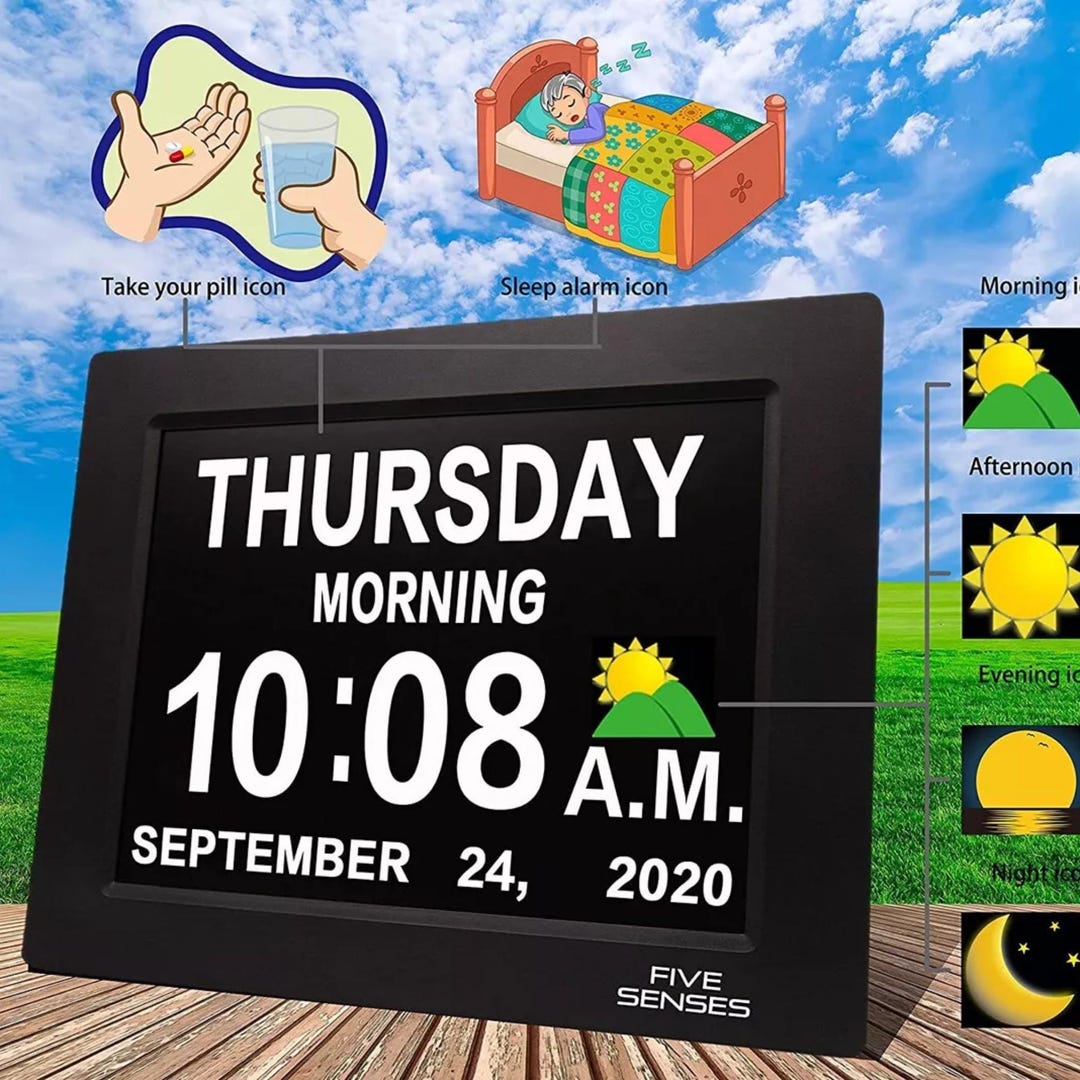 8” Digital Calendar, Clock With Day and Date for Elderly, Day Clock ...