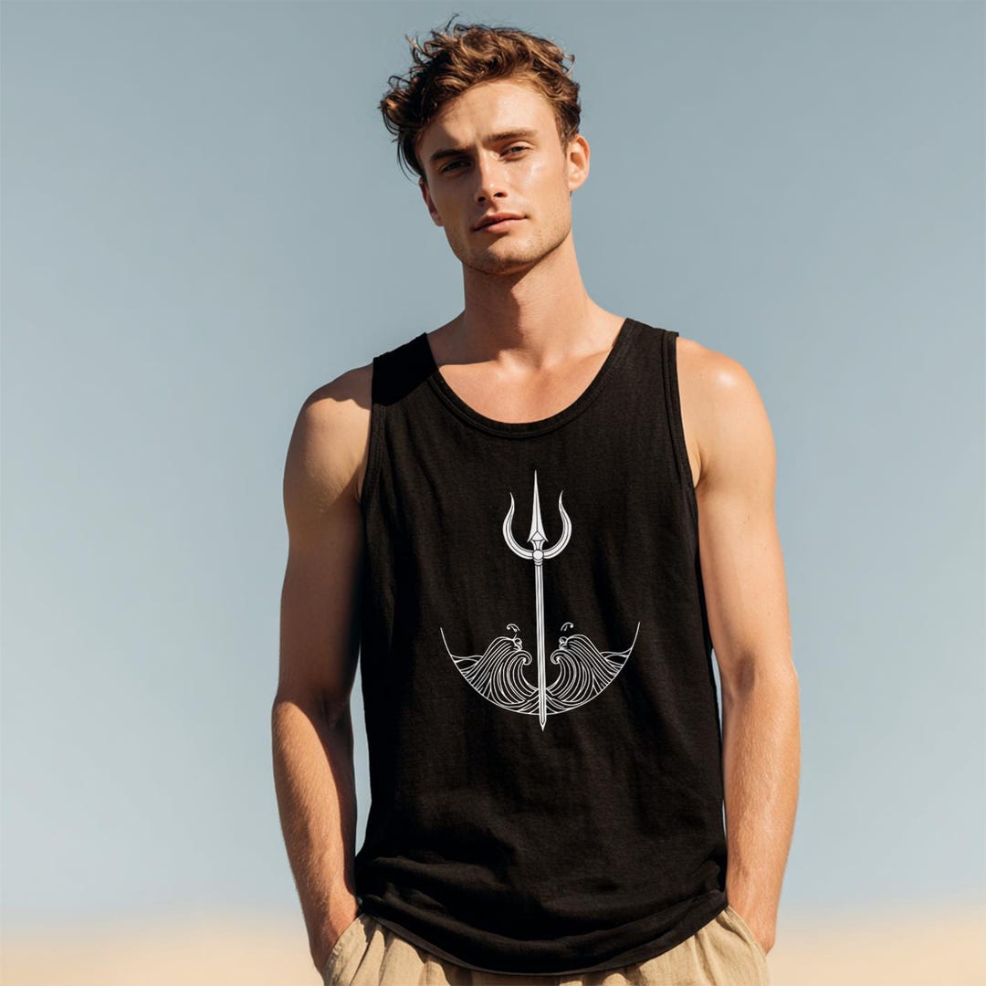Poseidon Trident Tank Top – Greek God Mythology Shirt – Men’s Summer ...