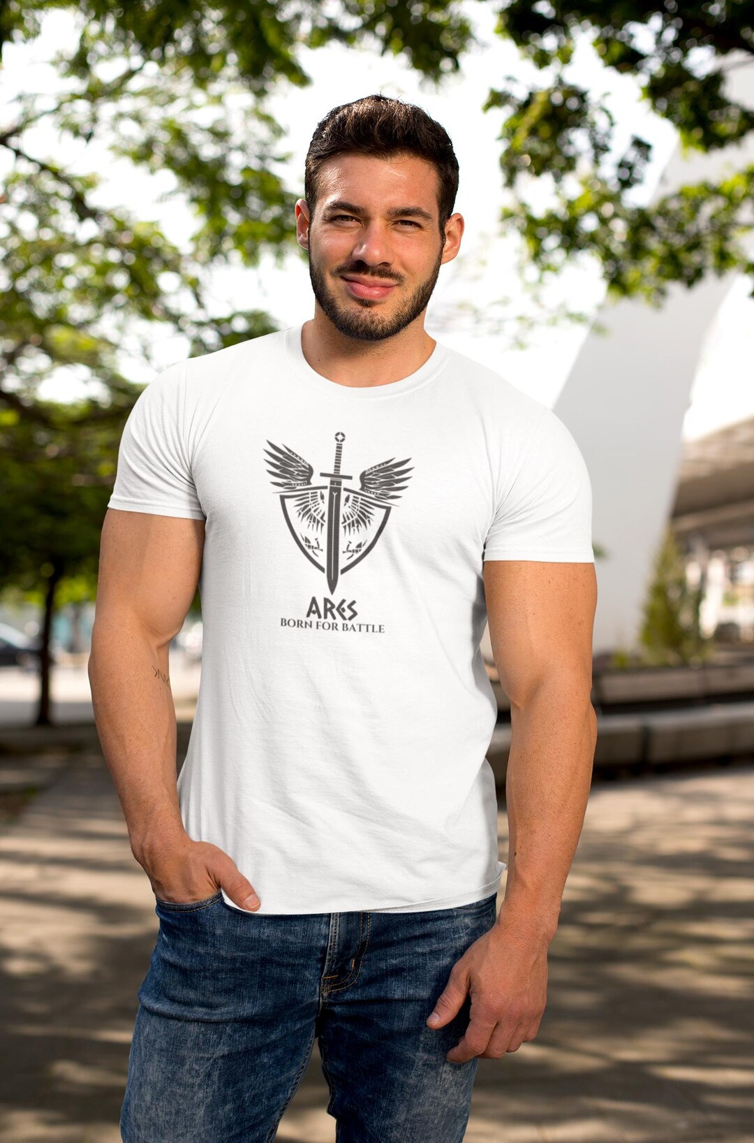 Ares Born for Battle Heavyweight Greek Mythology T-shirt Men's Cotton ...
