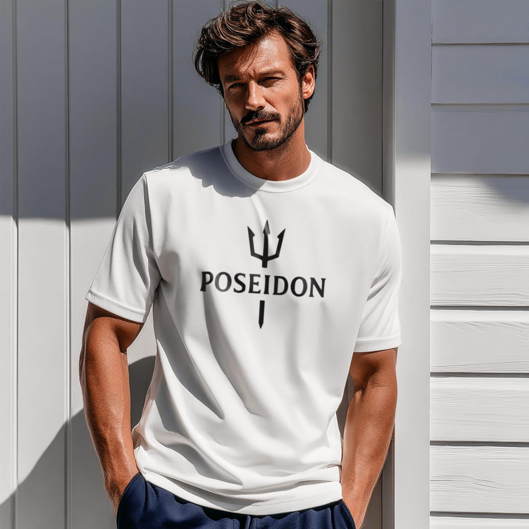 Minimalist Poseidon Greek Mythology T-shirt - Sea God Trident Symbol ...