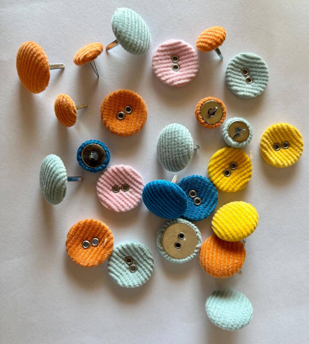 Clearance! From the Messy Desk!!! Destash! 24 Corduroy Buttons & Brads ...