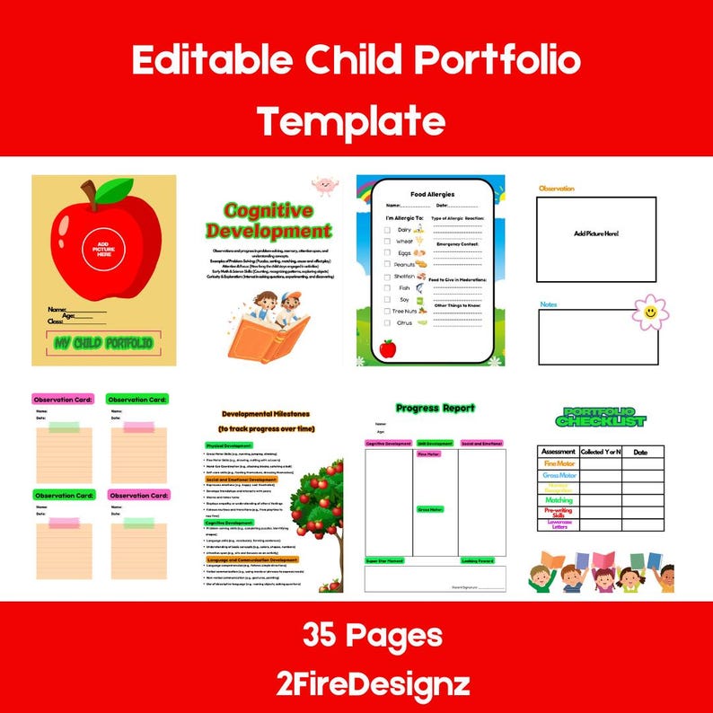 Child Portfolio Templates Starter Kit for Daycare, Childcare, Preschool ...