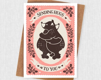 Bear Hugs Printable Card Instant Download, Hello Card, Sympathy Card ...