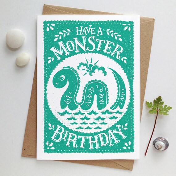 Monster Birthday Card - Etsy
