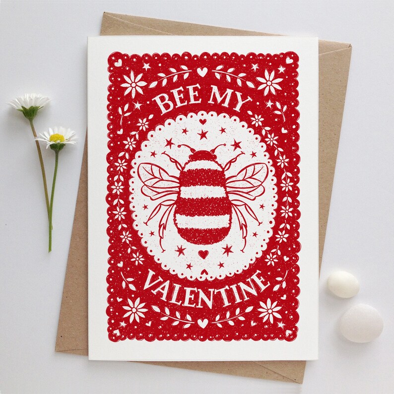 Valentine Card Bee Valentine Card Valentines Card Bee - Etsy