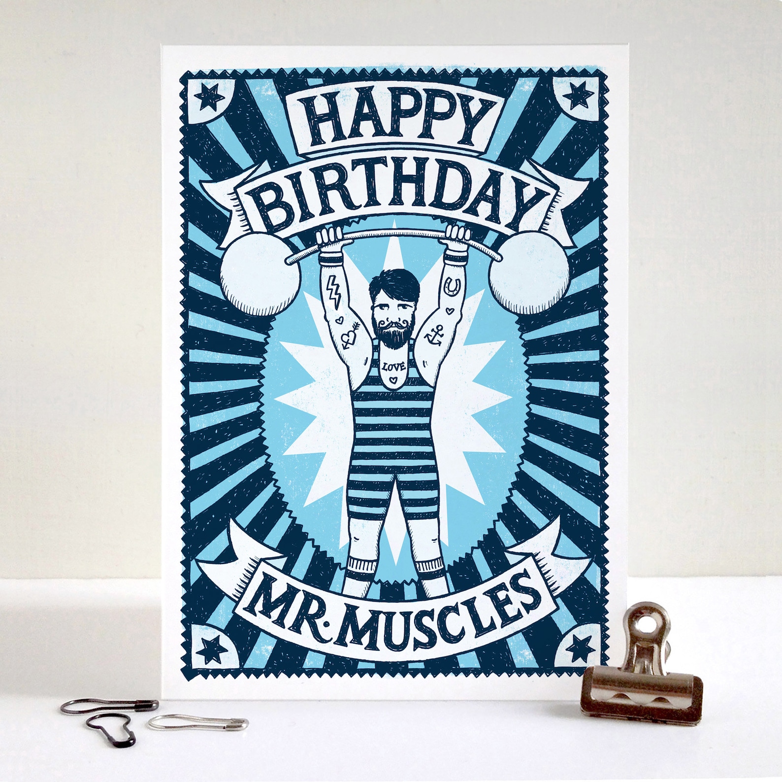 Muscle Man Birthday Card - Etsy