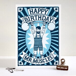 Muscle Man Birthday Card - Etsy