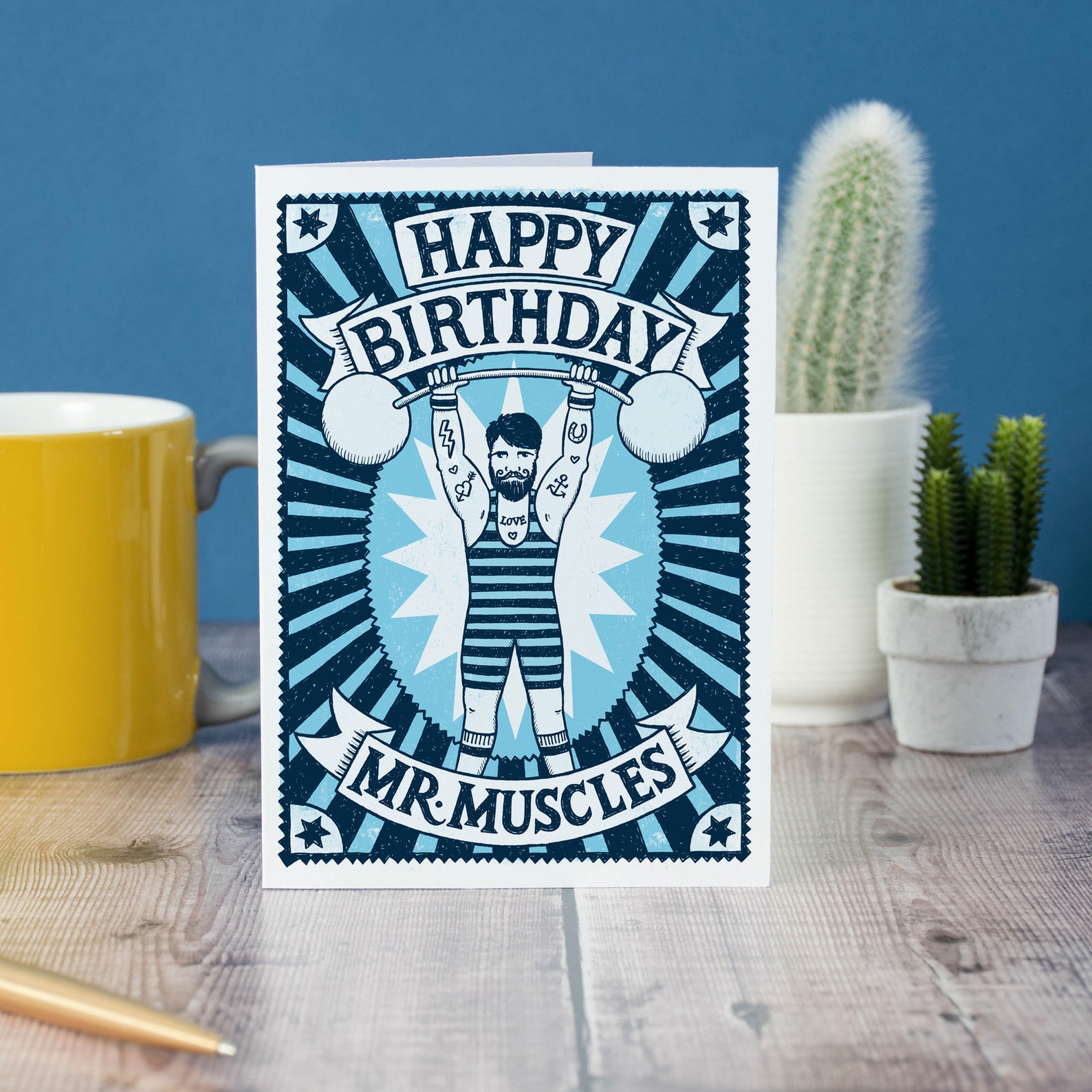 Muscle Man Birthday Card | Etsy