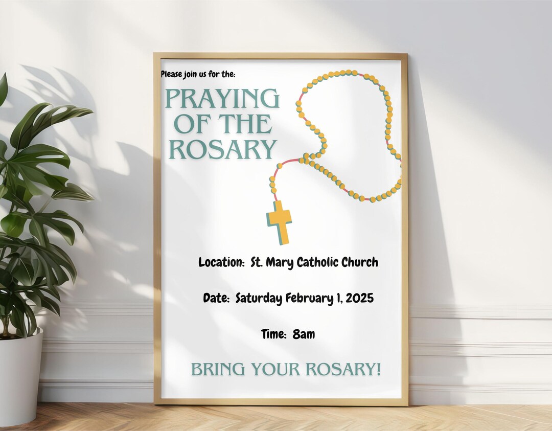 Catholic Rosary Event Flyer, Editable Canva Template (digital Download ...