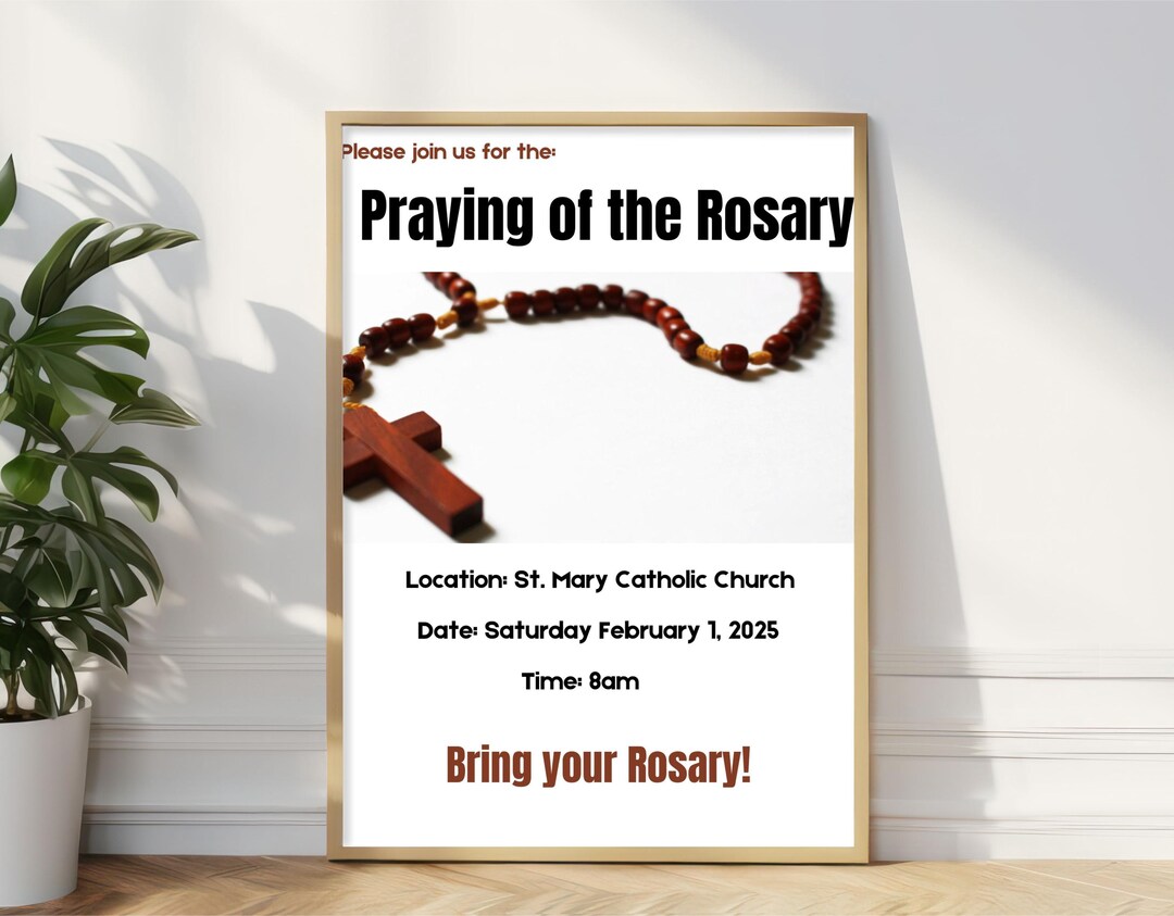 Rosary Event Flyer, Canva Editable Template - Etsy