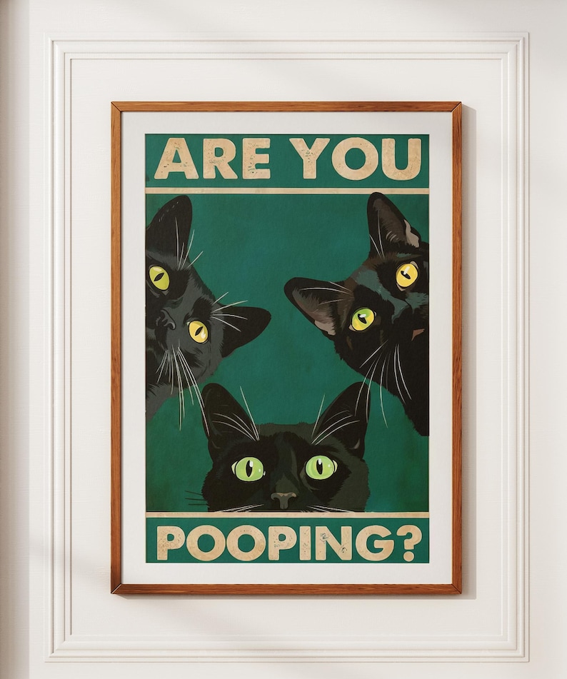 Are You Pooping Cat Print, Cat Printable Bathroom Decor, Funny Bathroom ...