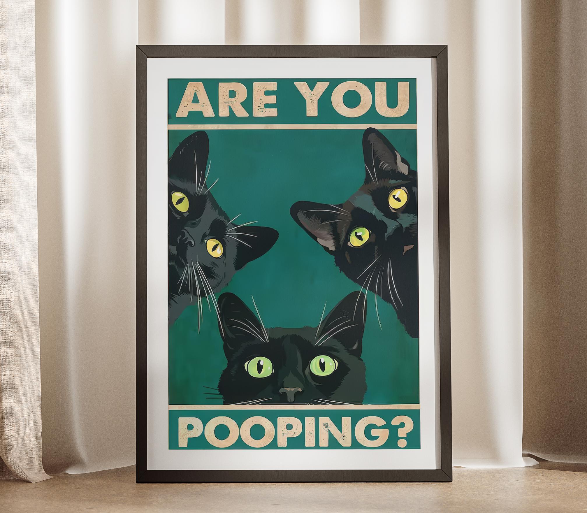Are You Pooping Cat Print, Cat Printable Bathroom Decor, Funny Bathroom ...