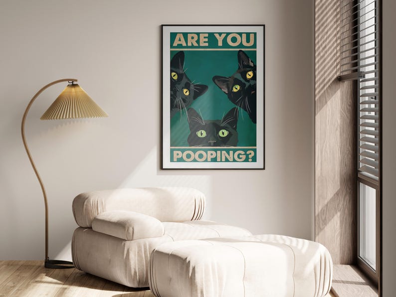 Are You Pooping Cat Print, Cat Printable Bathroom Decor, Funny Bathroom ...
