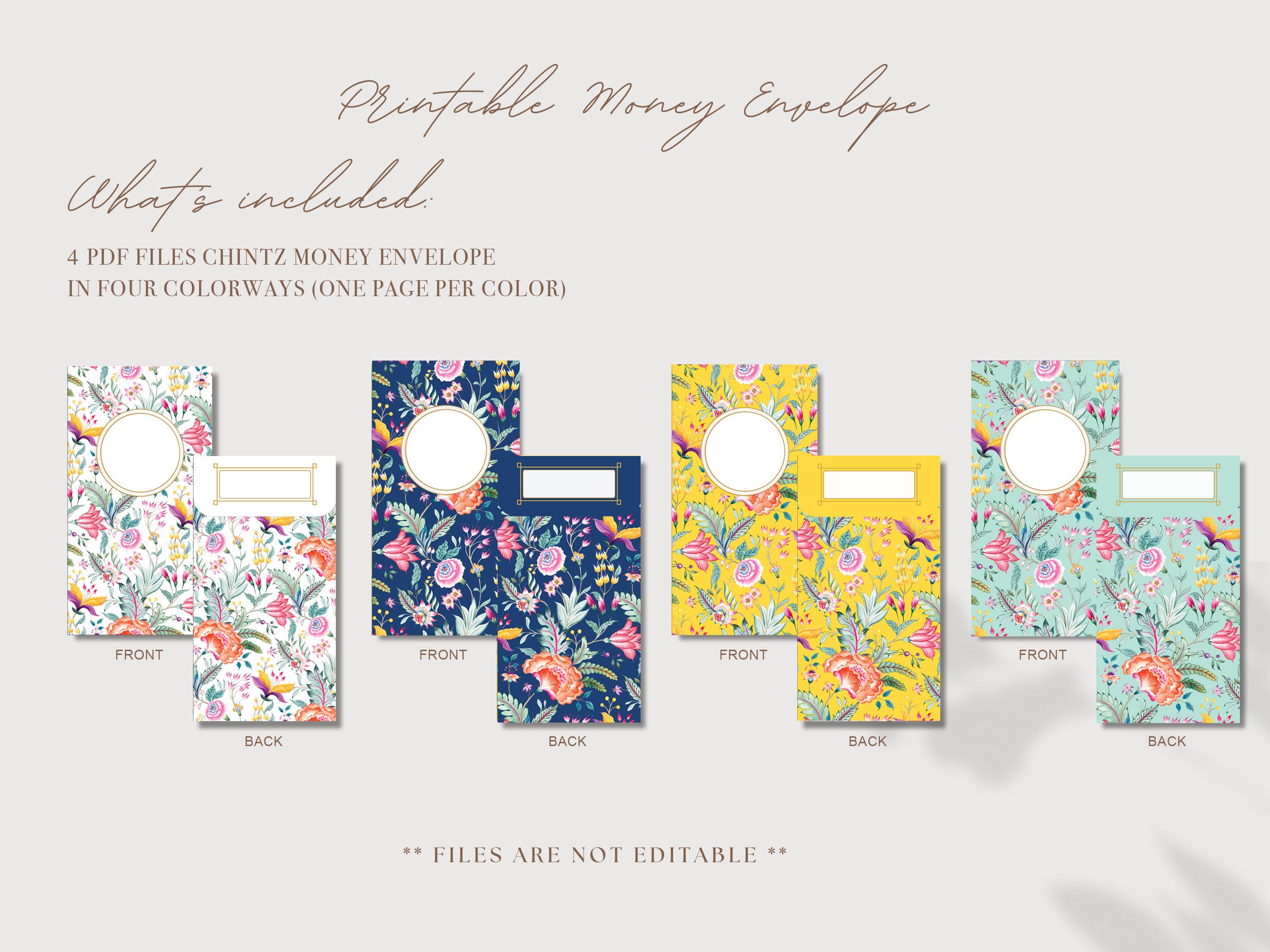 Chintz Design Printable Money Envelope | Cash Envelope | Elegant Cash ...