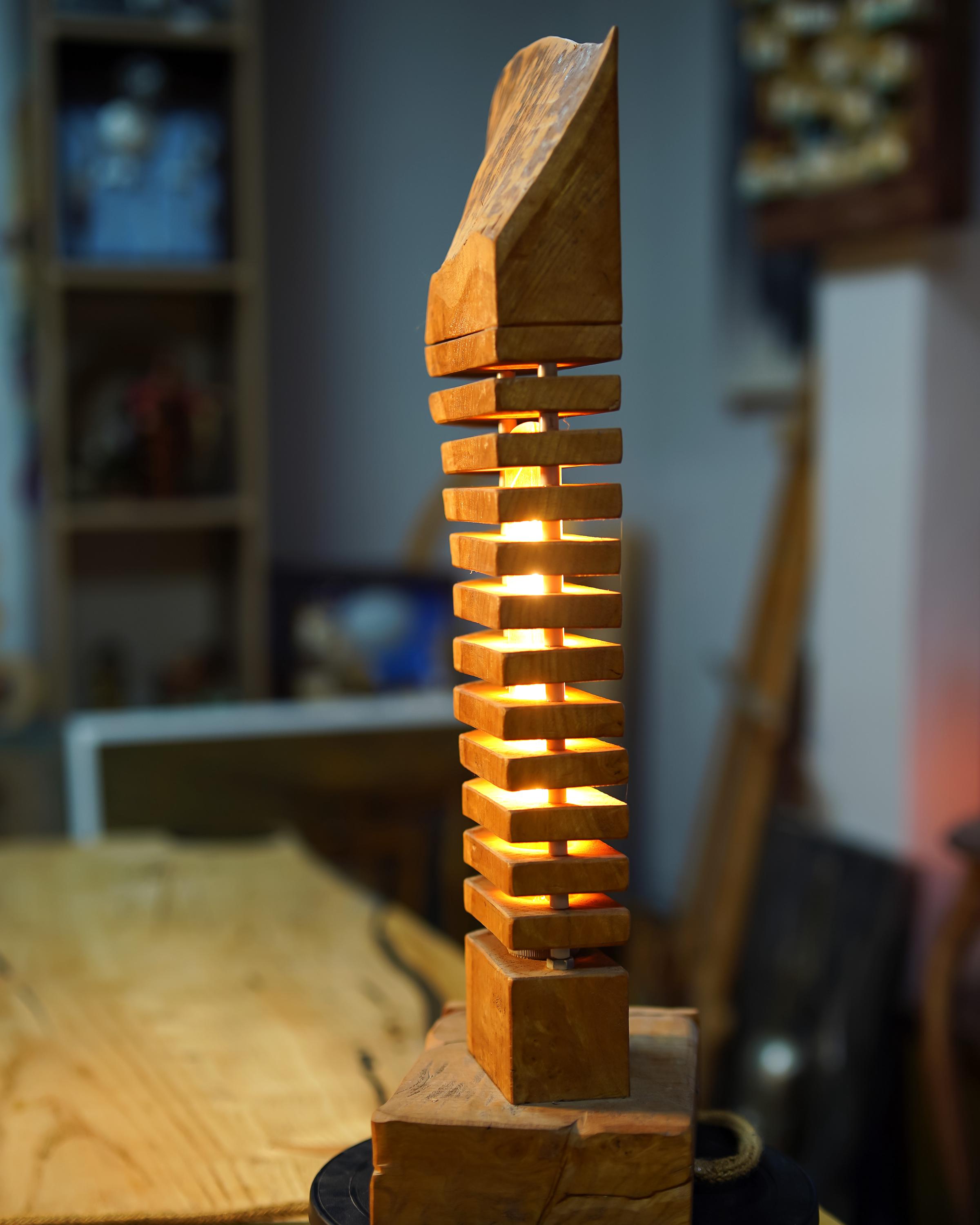 Wood Lamp, Handmade Pine Wood Decor Lamp, Desk Lamp, Table Lamp ...